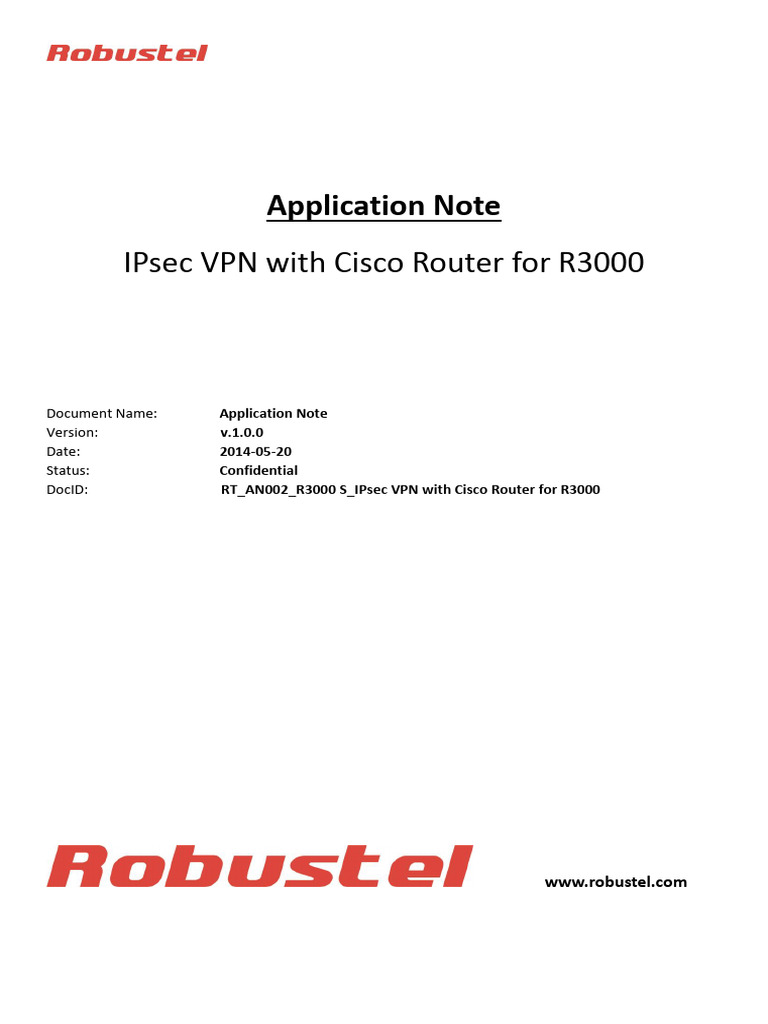 RT - AN002 - R3000 S - IPsec VPN With Cisco Router For R3000 | PDF | Virtual Private Network ...