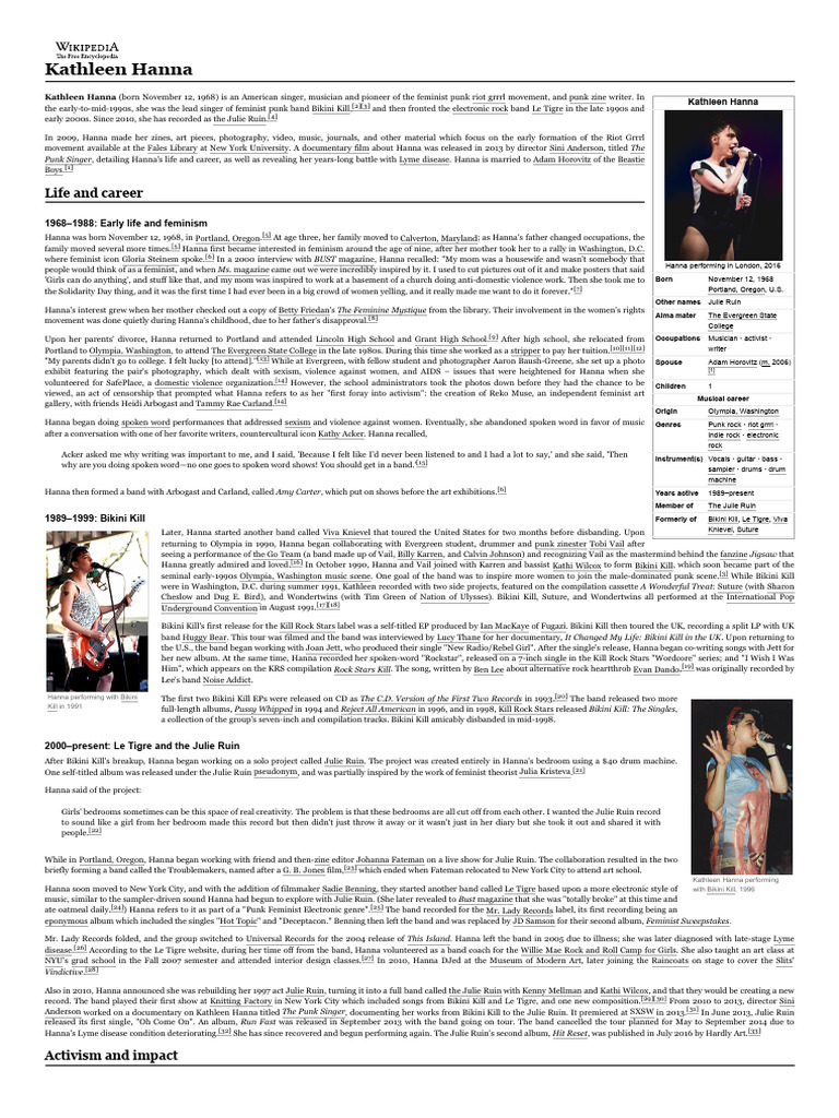 Kathleen Hanna: Riot Grrrl Pioneer | PDF