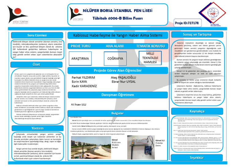 Kablosuz Haberleşme Ile Yangın Haber Alma Sistemi TÜBİTAK - 4006 - B. - POSTERİ - PPTX | PDF