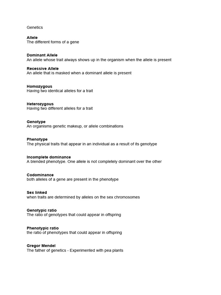 Genetics Final Pdf Dominance Genetics Genotype