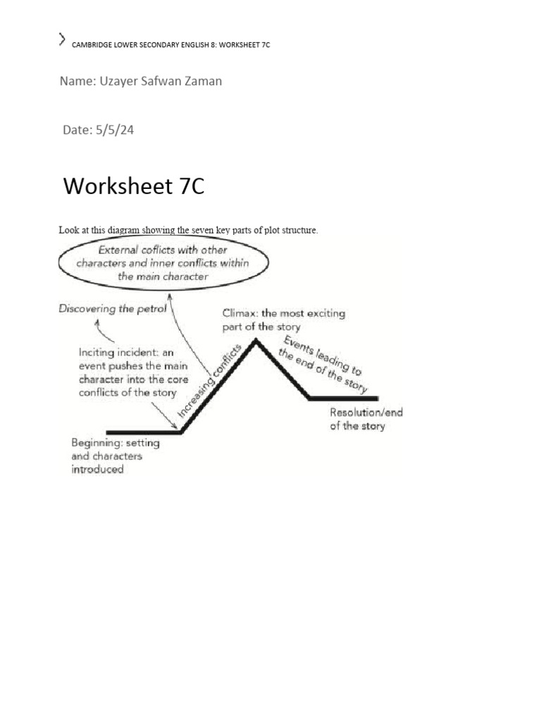 Plot Structure Worksheet for English 8 | PDF