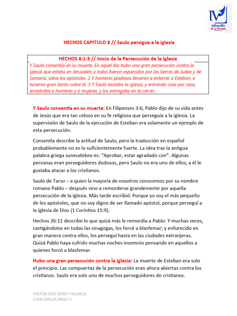 Hechos Cap 8 - 14 05 2024 | PDF | Pablo el apóstol | Jesús