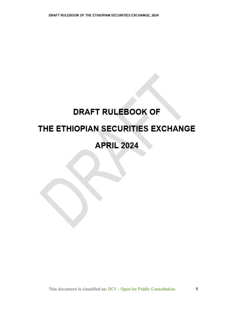 Ethiopian Securities Exchange Rulebook 2024 | PDF | Securities (Finance ...