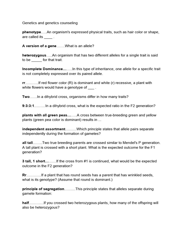 Genetics and Genetics Counseling | PDF | Dominance (Genetics) | Genotype