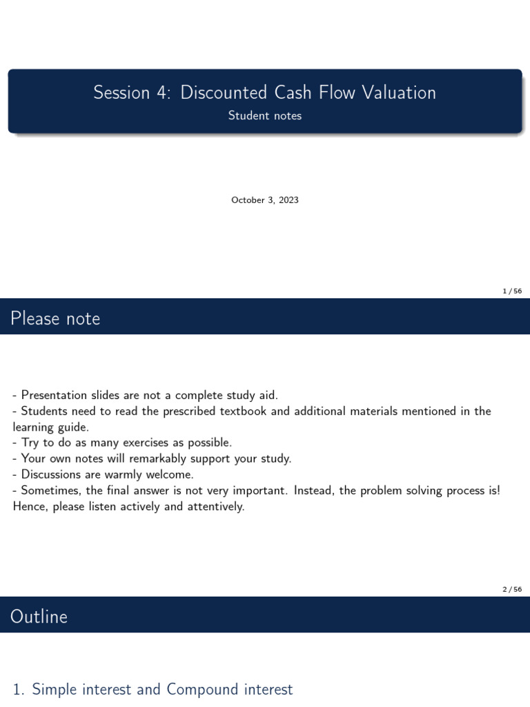 CF_Session 4_Discounted Cash Flow Valuation_Student notes | Download ...