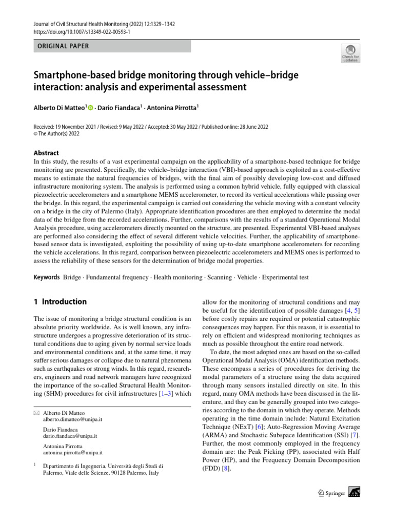 Smartphone-Based Bridge Monitoring Through Vehicle Bridge Interaction ...