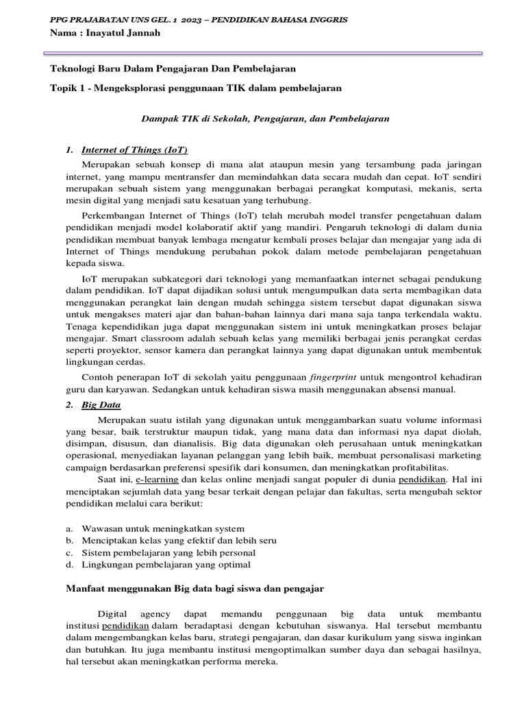 TBPP - Topik 1 - Dampak TIK Di Sekolah, Pengajaran, Dan Pembelajaran | PDF