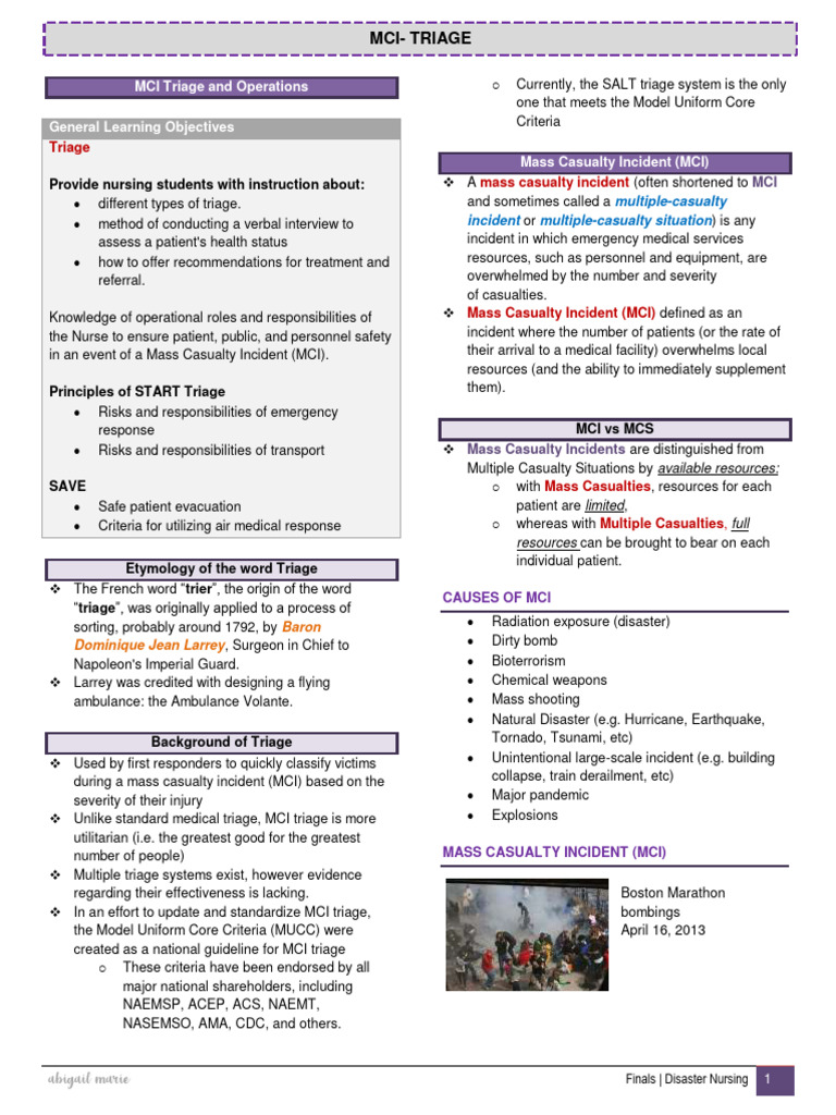 Finals- Mci-triage and Disaster Continuum | PDF | Emergency Department ...