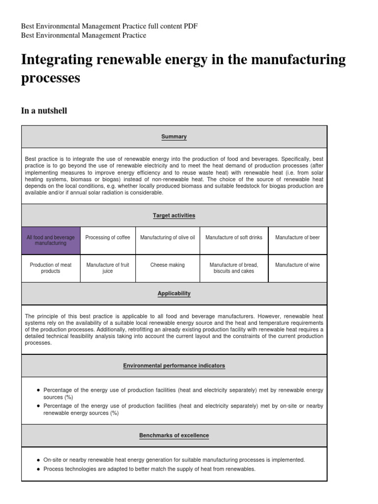 Integrating Renewable Energy in The Manufacturing Processes | PDF ...