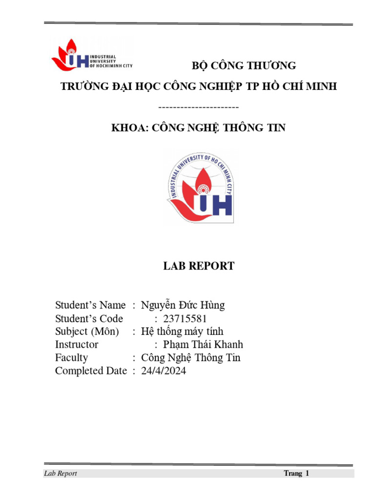 Lab.9 Report 23715581 Nguyenduchung | PDF