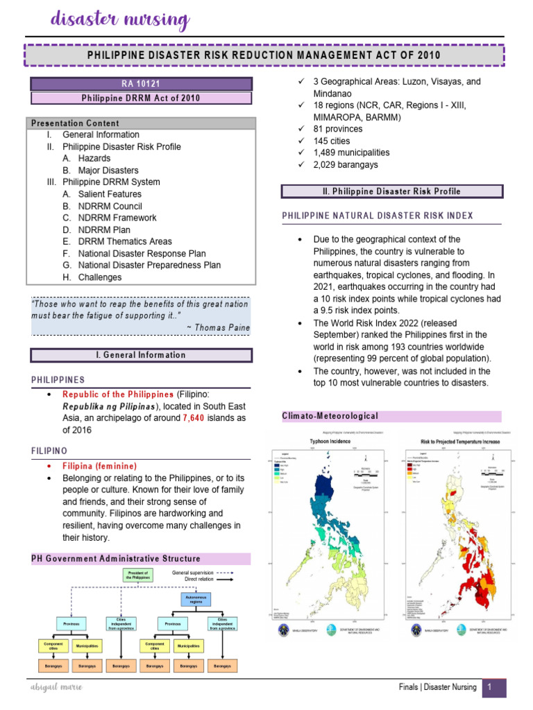 Philippine Disaster Risk Management Overview | PDF | Emergency ...