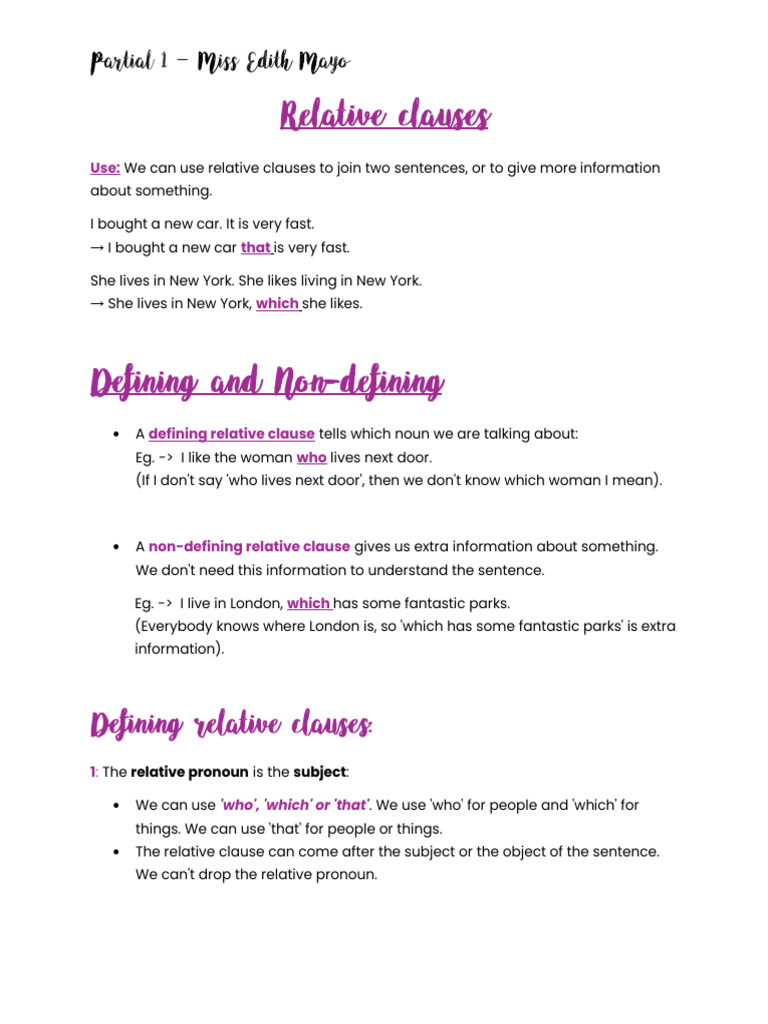 Relative and Non Relative Clauses | PDF | Subject (Grammar) | Sentence ... Relative and Non Relative Clauses | PDF | Subject (Grammar) | Sentence ...