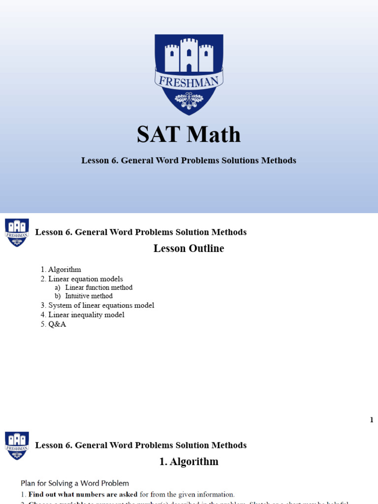 Lesson 6. General Word Problems Solution Methods | Download Free PDF ...