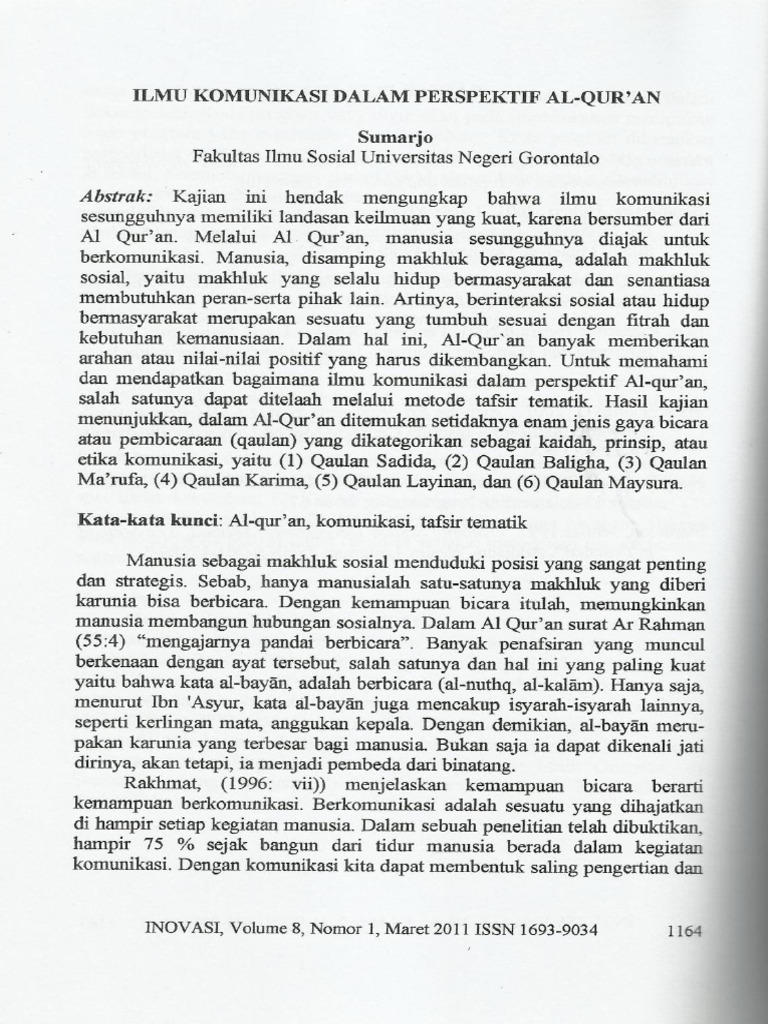 Ilmu Komunikasi Dalam Perspektif Al Quran | PDF