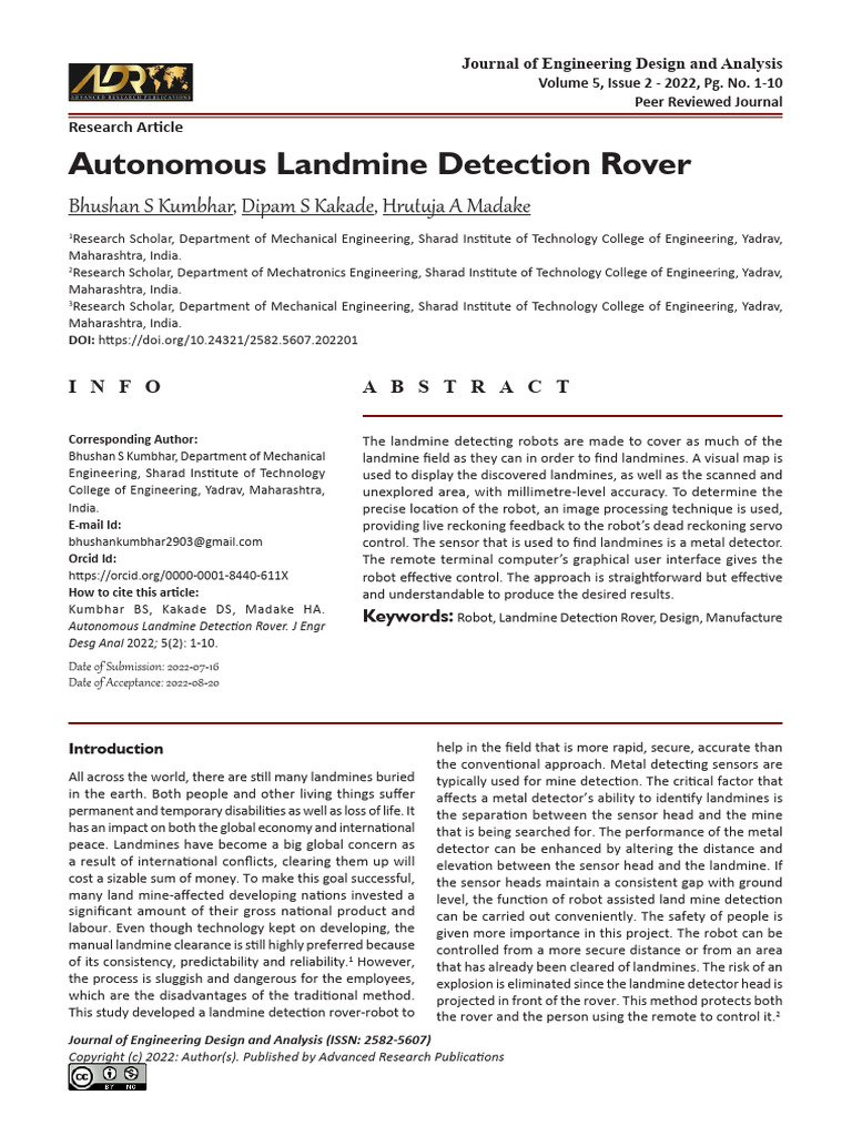 Autonomous Landmine Detection Rover Download Free Pdf Land Mine