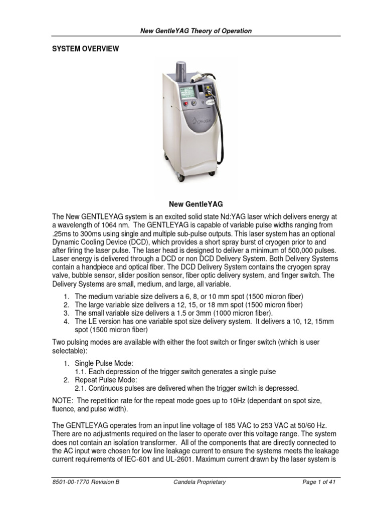 New GentleYAG SYSTEM OVERVIEW | PDF | Analog To Digital Converter | Laser