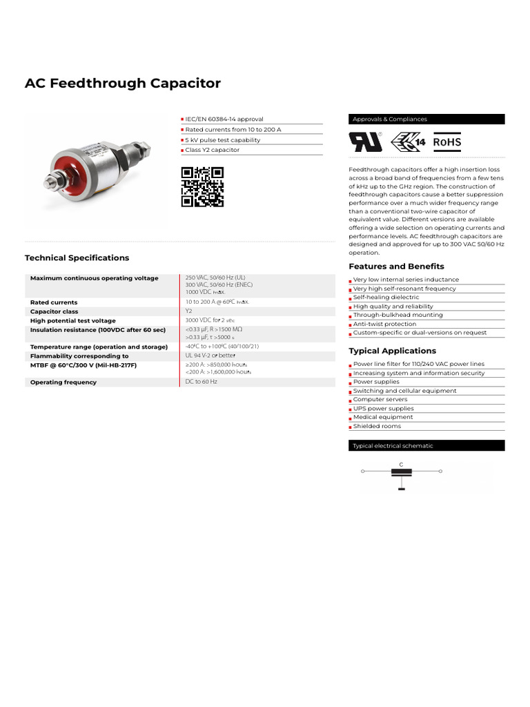 Schaffner Datasheet FN751X | PDF | Capacitor | Alternating Current