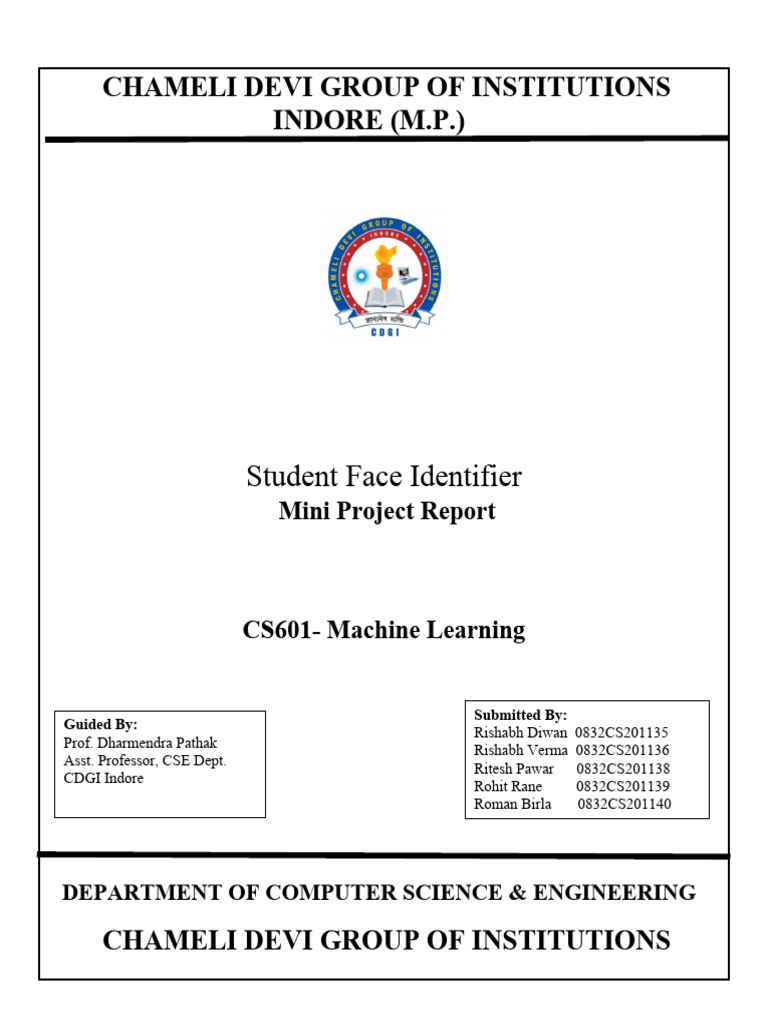 Mini Project Report Format - CS601-Machine - Learning - 1680765346 | PDF | Computing | Computer ...