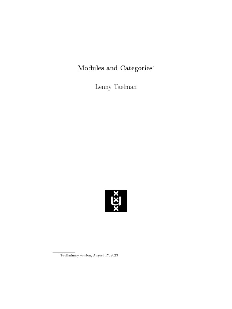 Lenny Taelman - Categories and Modules | Download Free PDF | Module (Mathematics) | Ring ...