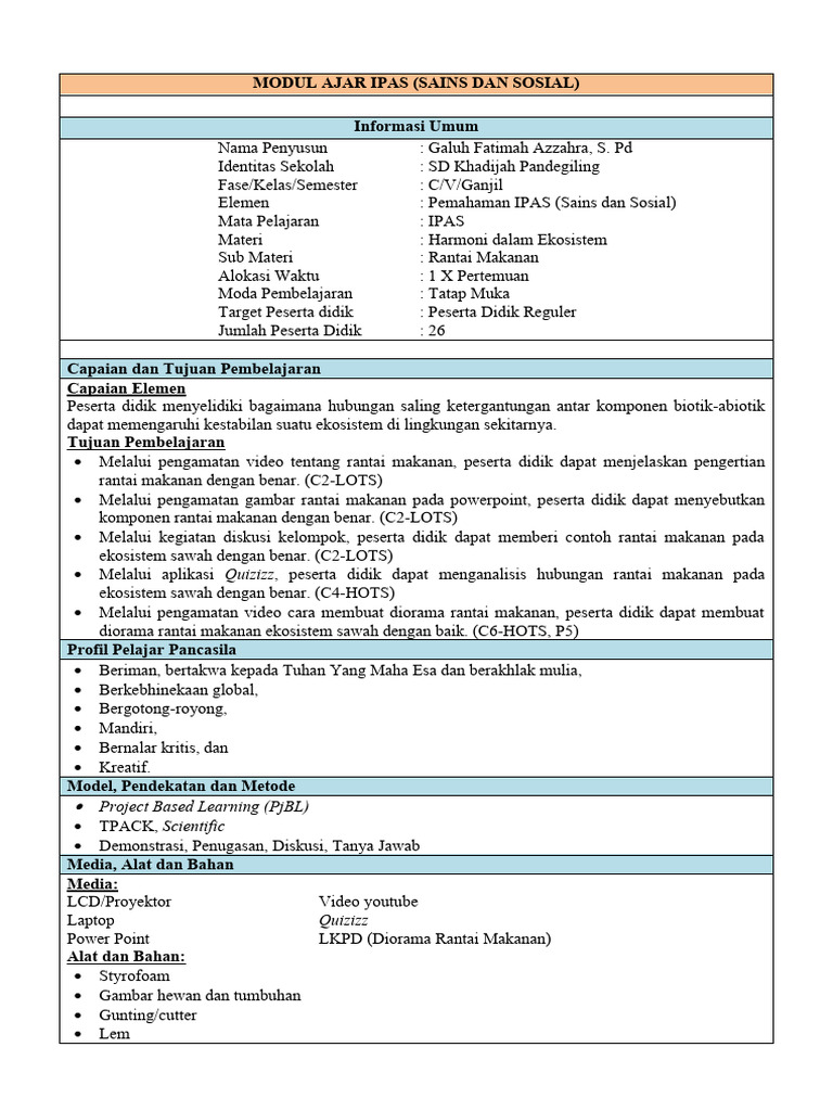 UTS Modul Ajar IPAS | PDF