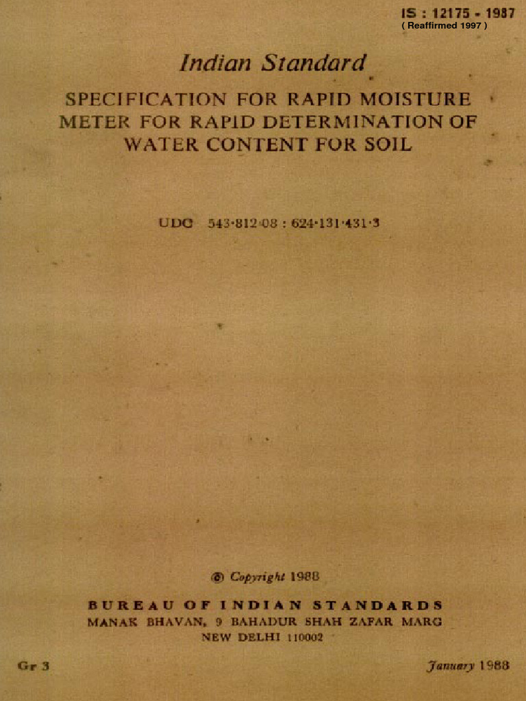 12175-Rapid Moisture Meters For Det. of Moisture in Soil-Spn. | PDF ...