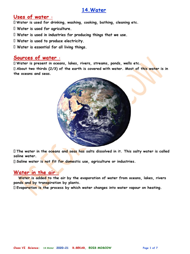 14.Water-Notes | PDF | Water | Rain