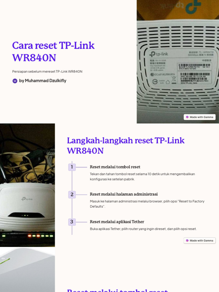 Cara Reset TP Link WR840N | PDF