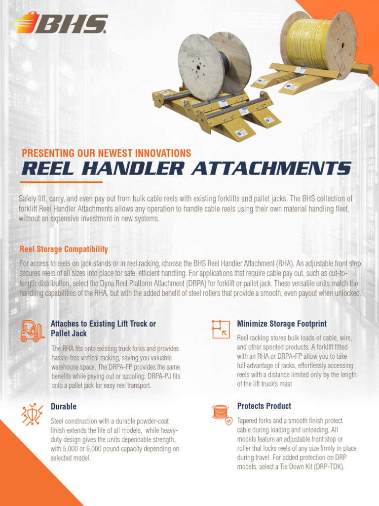 PL-7300 Reel Handler and Dyna Reel Platform Attachments | PDF | Forklift | Pallet