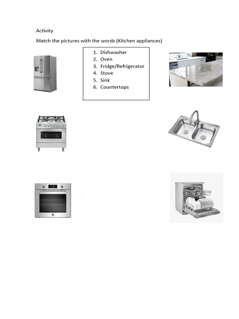 Activity Match Kitchen Appliances | PDF