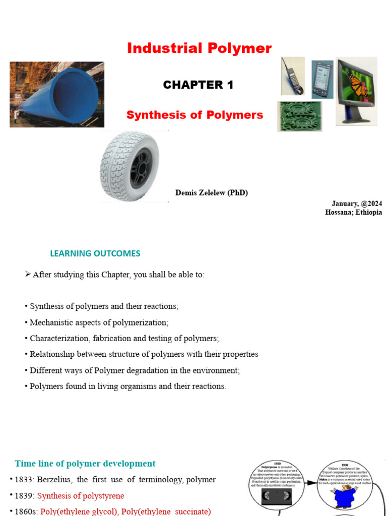 CHAPTER 1 and 2 Synthesis of Polymers - 2023 | PDF | Polymers | Polymerization