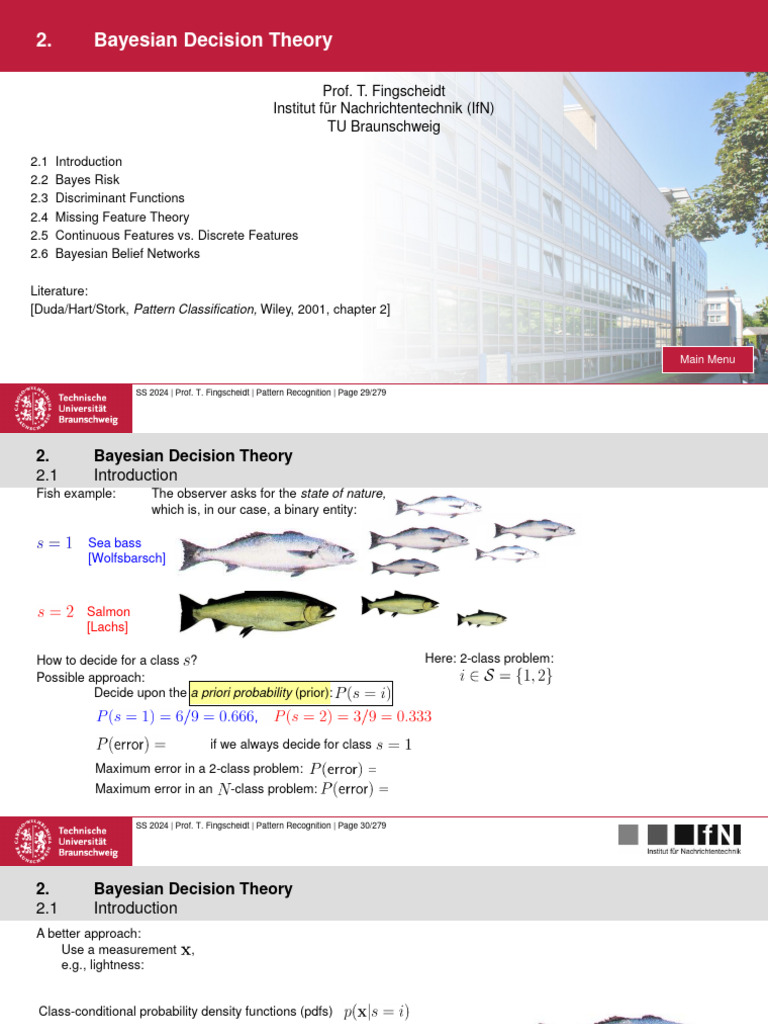 Bayesian Decision Theory | PDF | Bayesian Network | Pattern Recognition