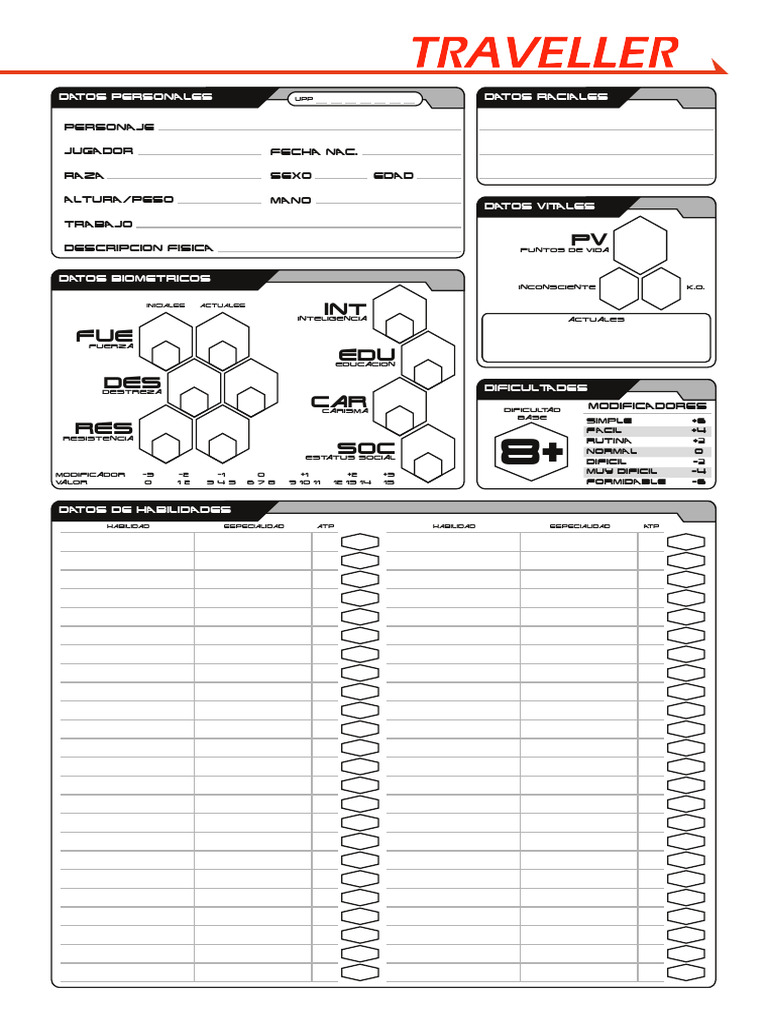 Traveller Hoja de Personaje Turpi Esp | PDF