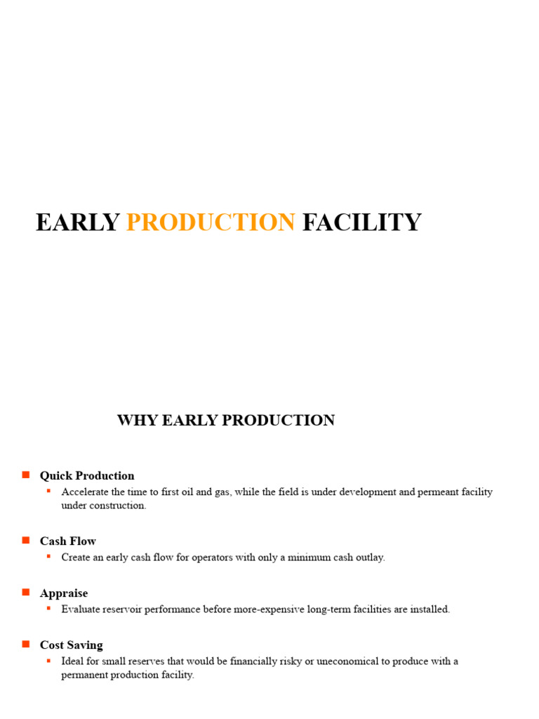 Early Production Facility | PDF