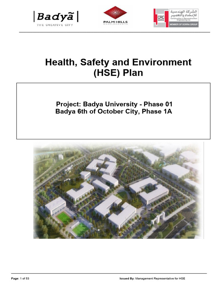 CRC - (HSE) Plan Badya University - Phase 01 | PDF | Occupational Safety And Health | Employment