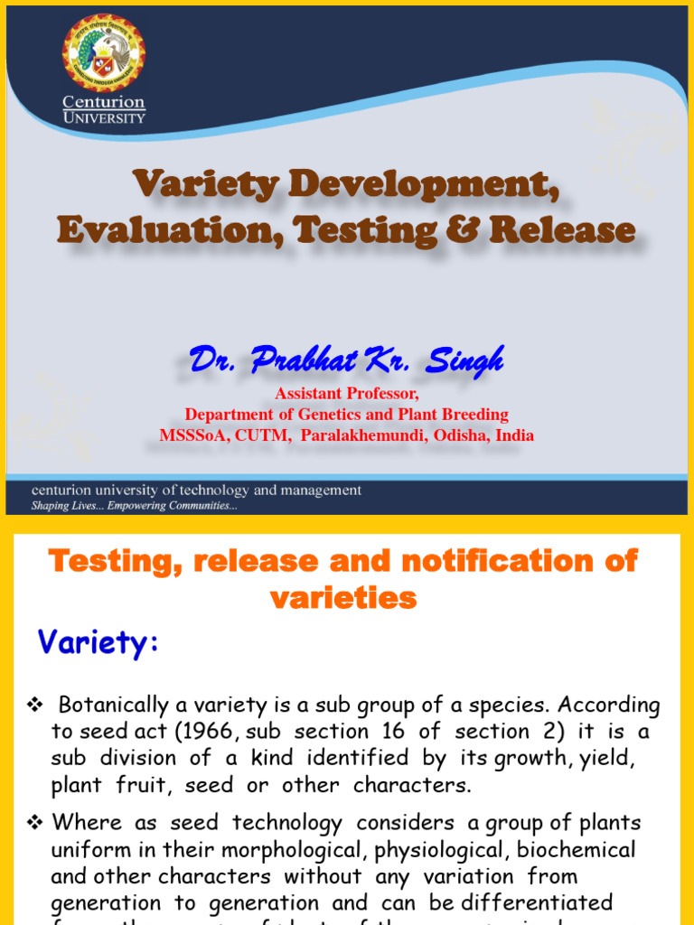 Variety Development Evaluation Testing Release in India | PDF | Plant ...