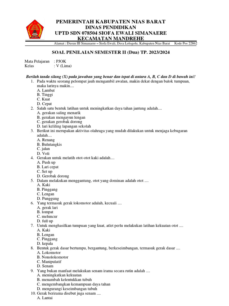Soal NPAS Dan LJU SISWA KLS VI | PDF