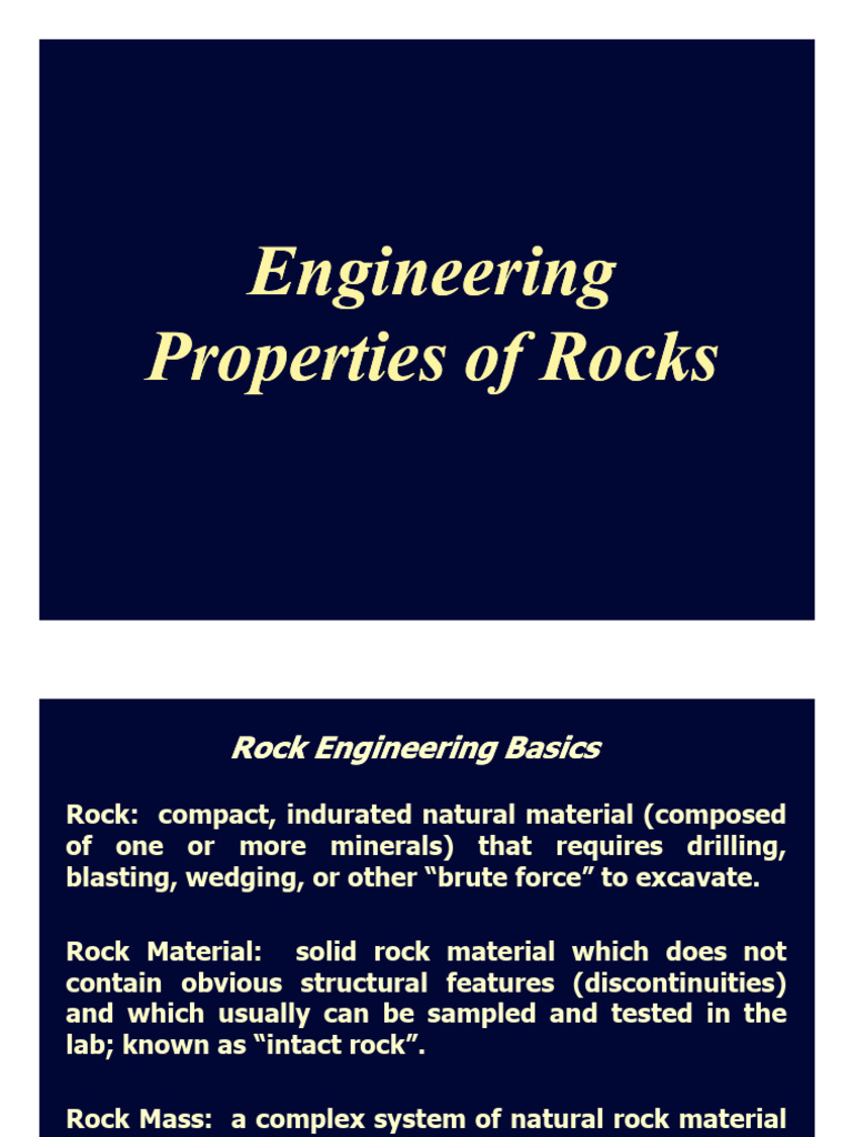 Engineering Properties of Rocks | PDF | Deformation (Engineering) | Strength Of Materials