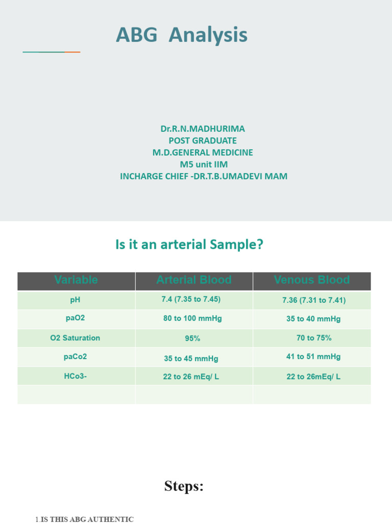 ABG Analysis | PDF | Clinical Medicine | Medical Specialties