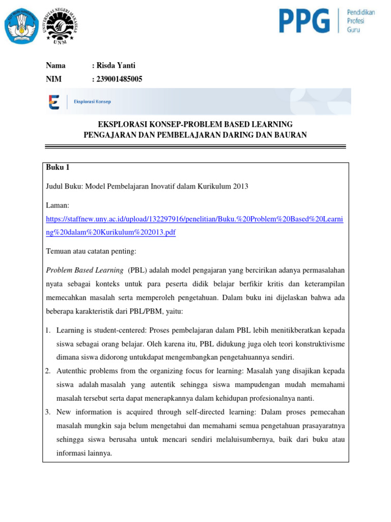 Eksplorasi Konsep-problem Based Learning | PDF