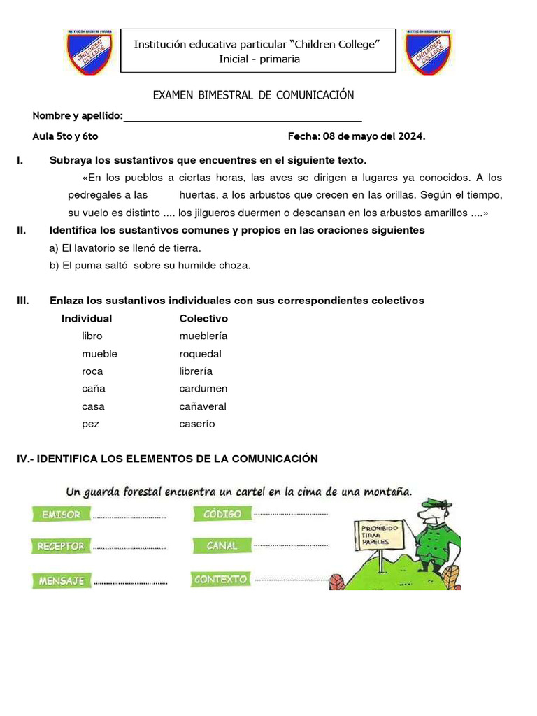Examen Bimestral de Comunicacion | PDF Examen Bimestral de Comunicacion | PDF