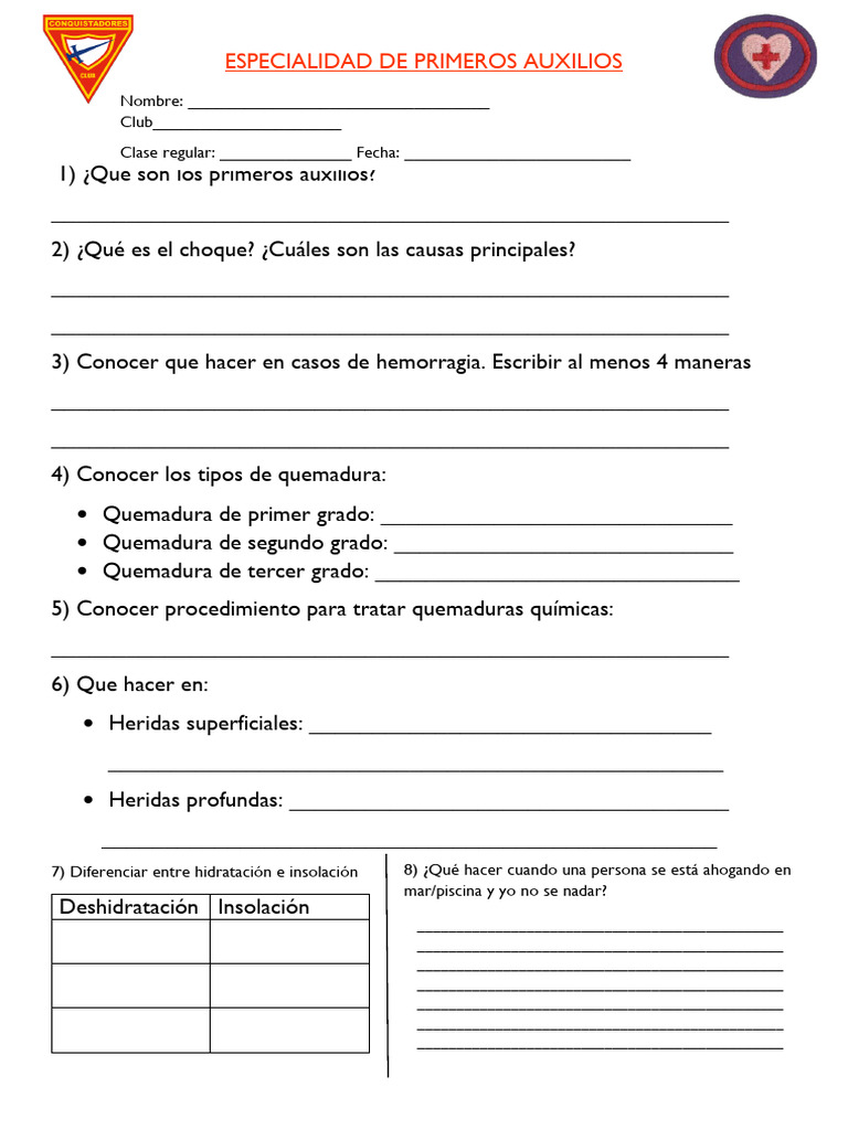 Material de Especialidad de Primeros Auxilios | PDF