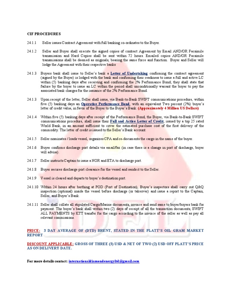 Reviewed Cif Procedures (2% Pb Upfront) | Letter Of Credit | Invoice