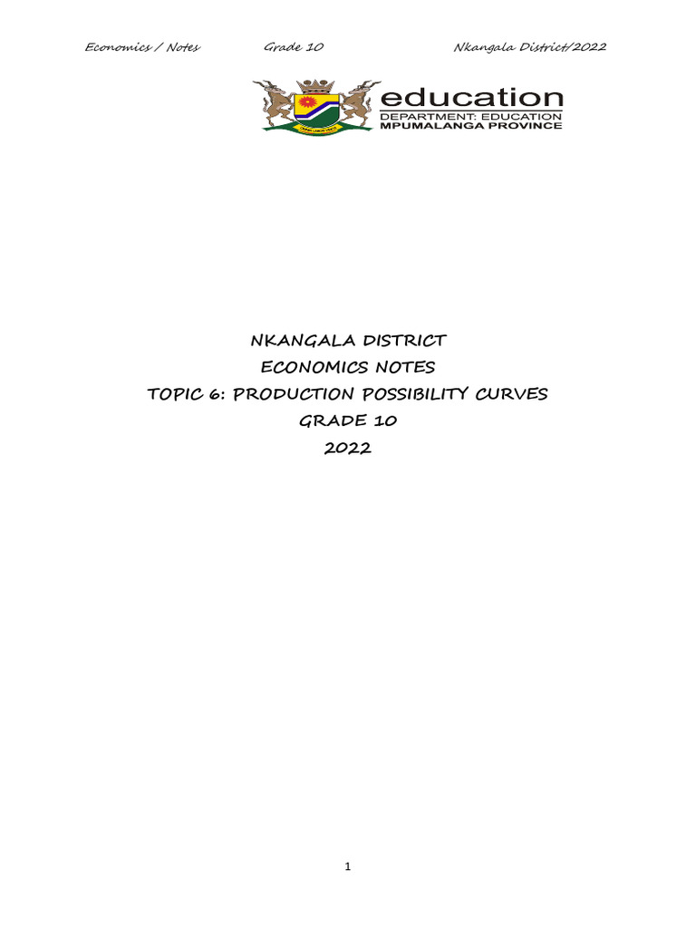 Grade 10 Economics: PPC Notes | PDF | Business Economics | Microeconomics