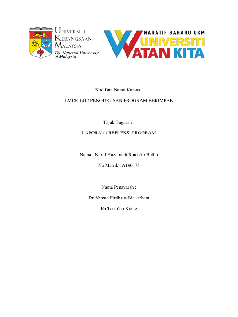 A196475 - Tugasan Laporan Bertulis Program Berimpak Tinggi 1 | PDF | Karier & Perkembangan