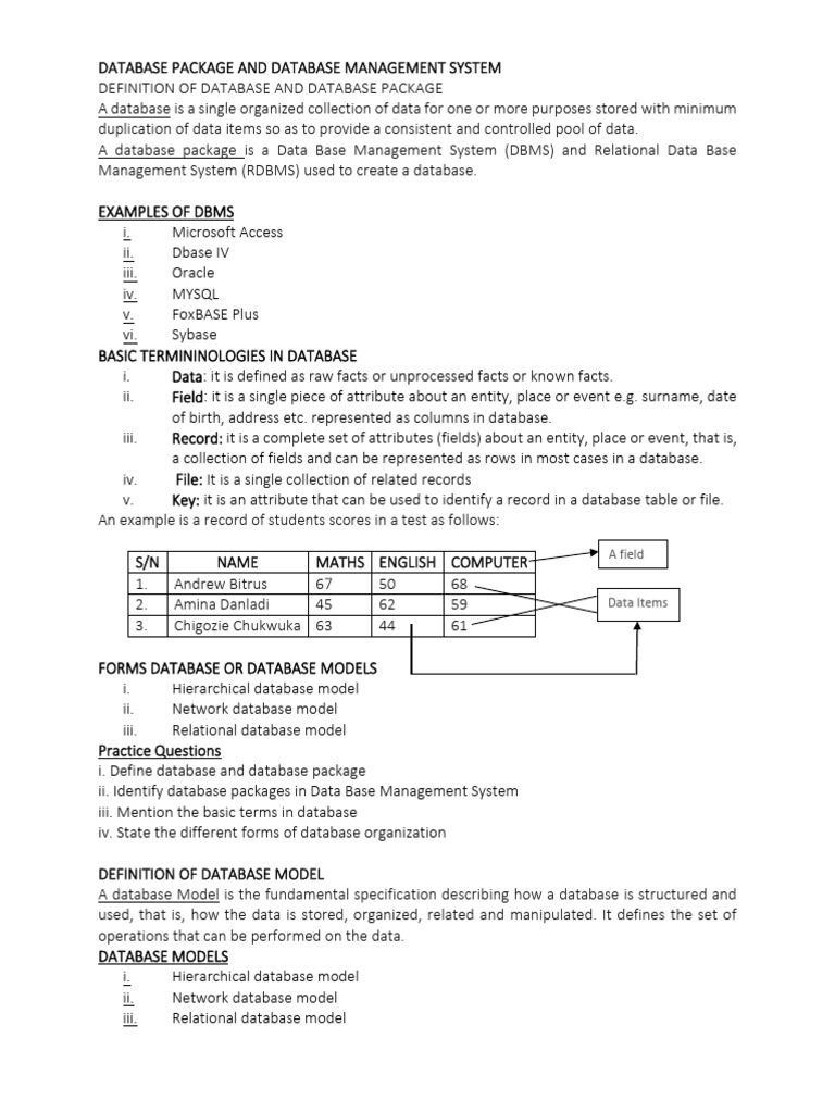 Database Package And Database Management System Pdf Relational Database Databases
