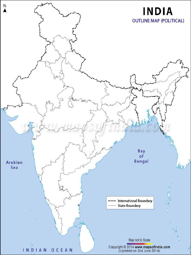 Instapdf.in India Political Map Blank a4 Size 602 | PDF