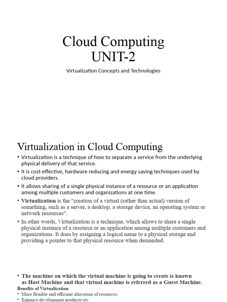 Cloud Computing Unit-2 | PDF | Virtualization | Cloud Computing