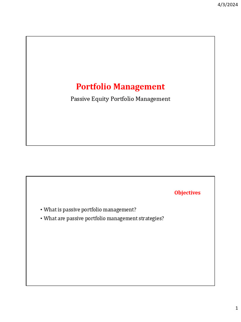 Passive Equity Portfolio Management Guide | PDF | Investment Fund ...
