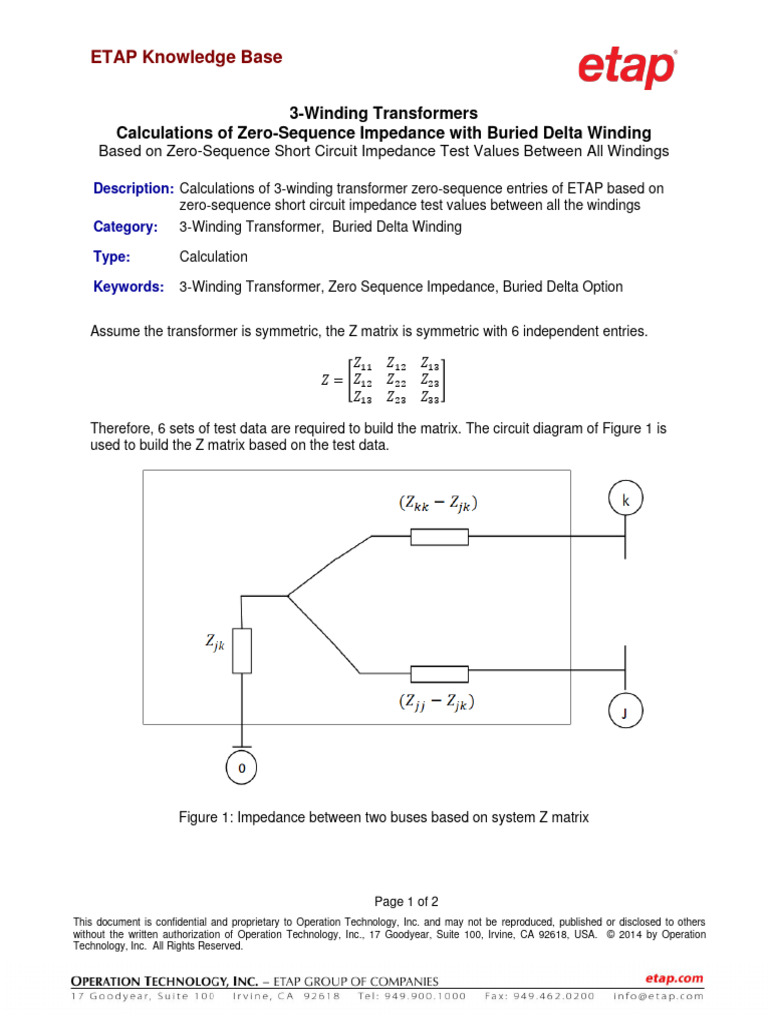 3 Winding Transformer Zero Sequence Impedance Buried Delta Pdf Transformer Electronic