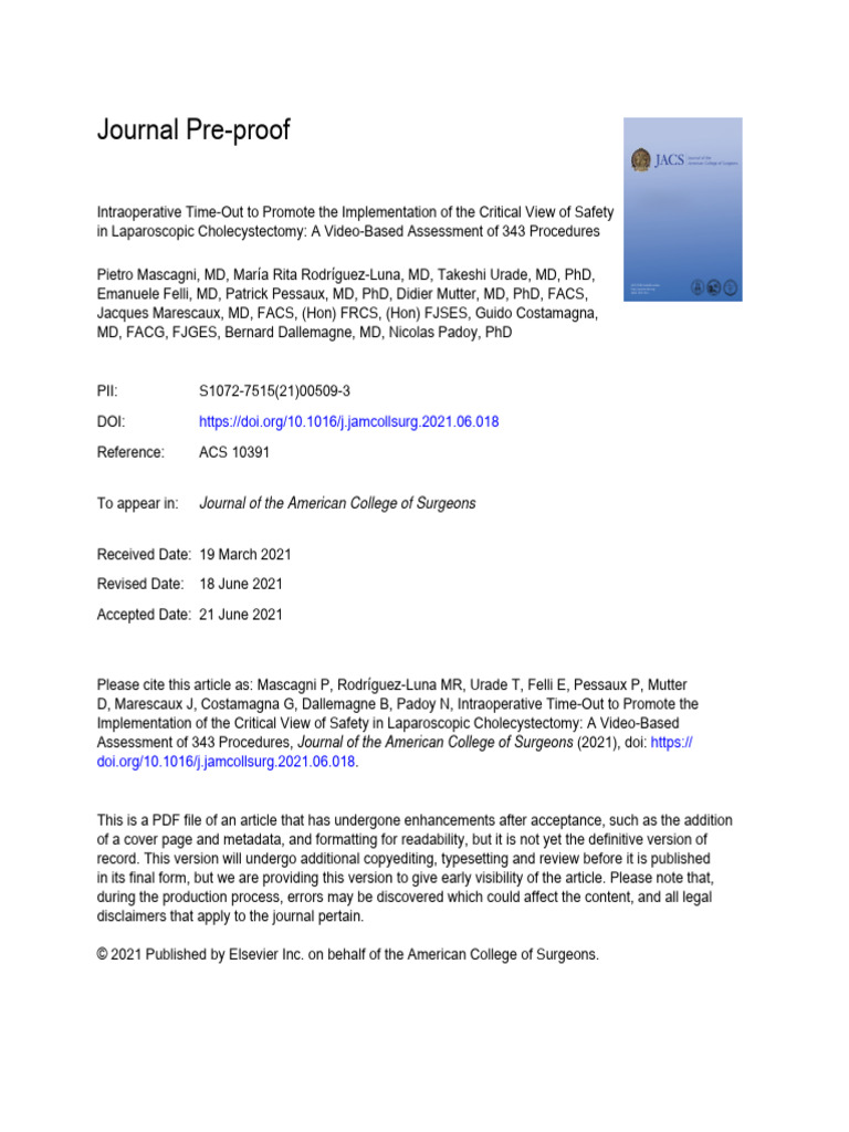 Journal Pre-Proof: Journal of The American College of Surgeons | PDF ...